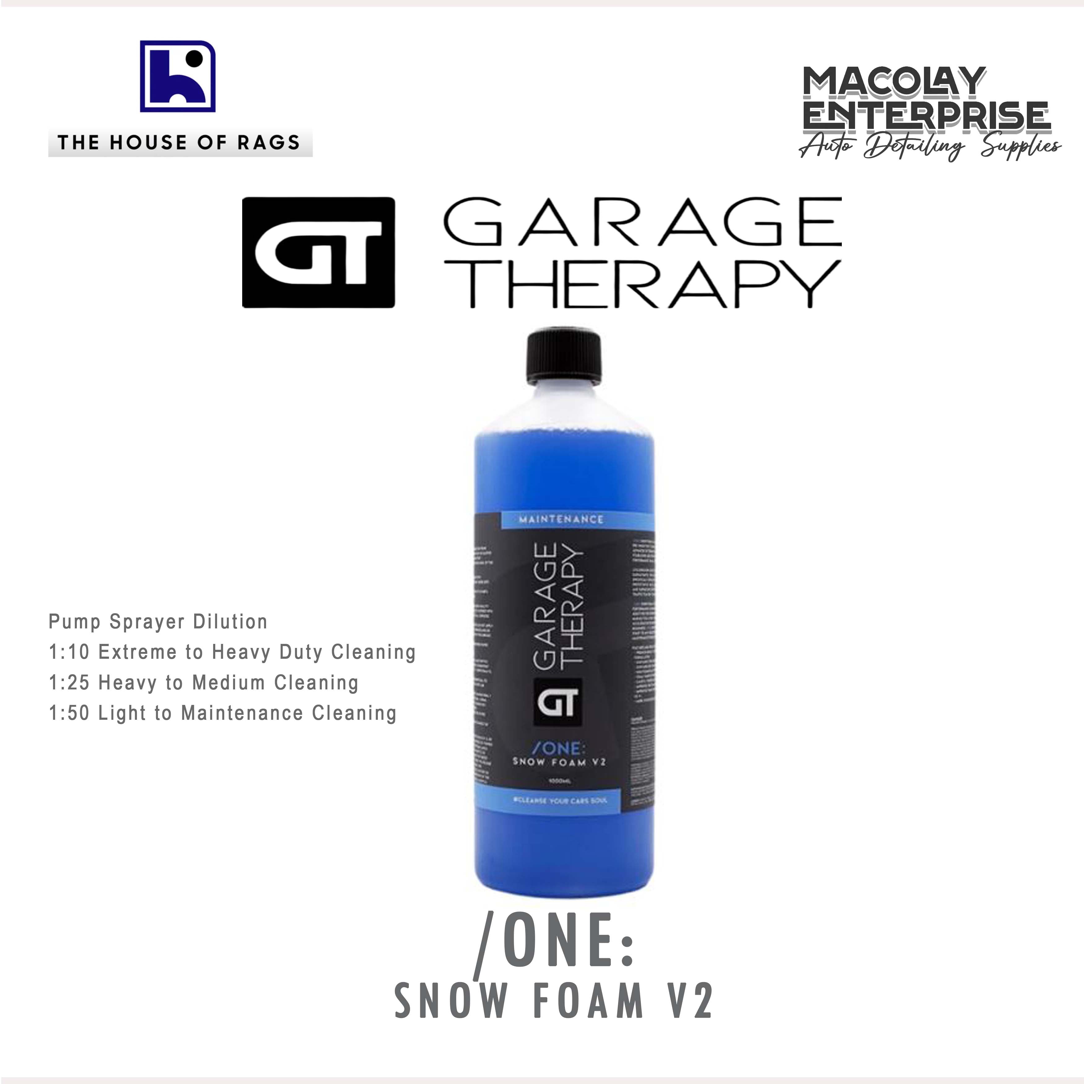 Garage Therapy /ONE: Car Snow Foam V2 1000ml – MacoLAy Enterprise