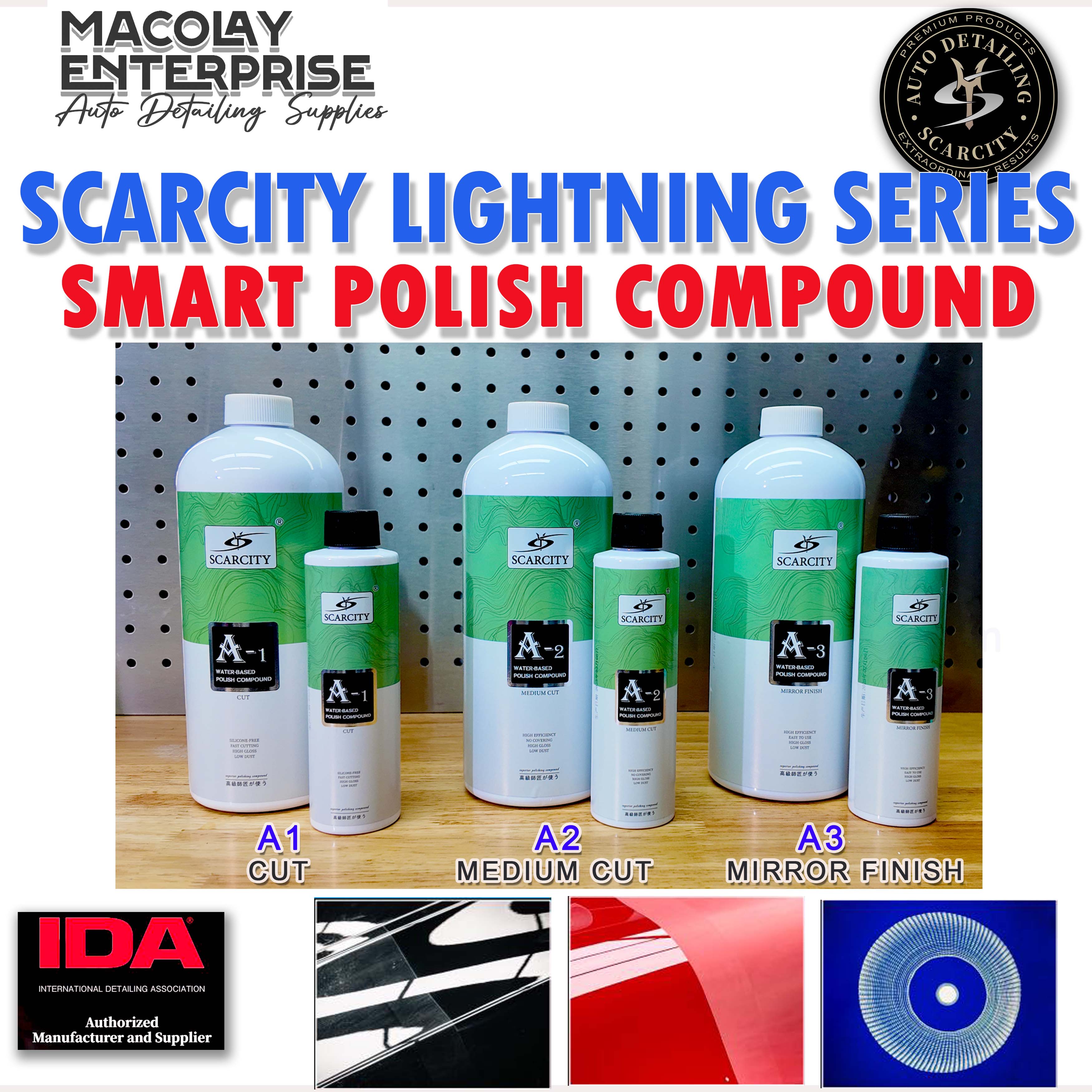 Scarcity Lightning Series Smart Polish Compounds A1, A2, A3 Auto Detai ...