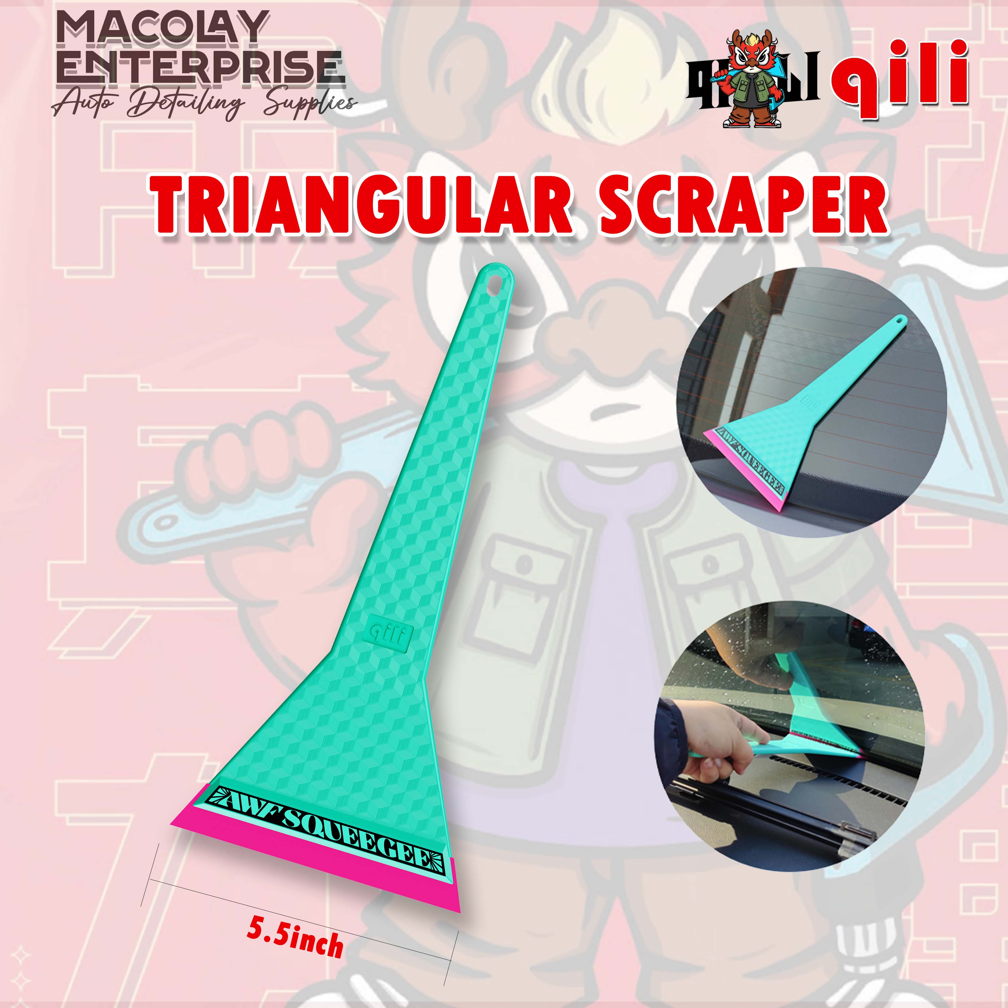 WR-110 Qili Triangular Scraper Straight Handle for Car Tint – MacoLAy ...
